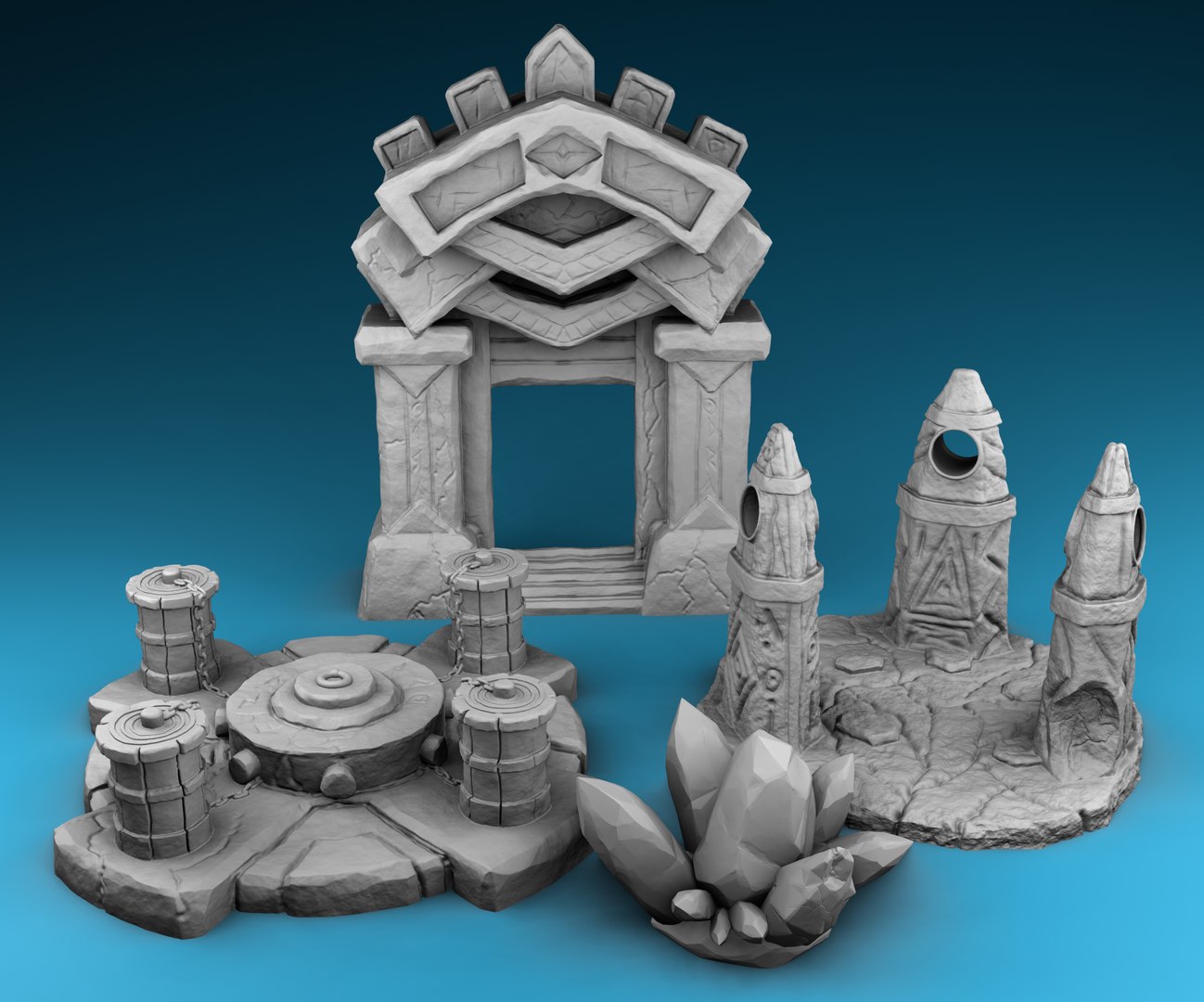 Stylized Decor Of Middle Ages Magic Builds 3D - TurboSquid 1950165