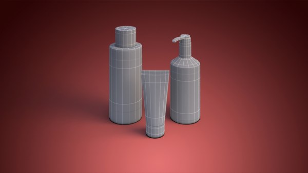 3d set bathroom shampoo model