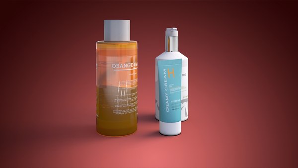 3d set bathroom shampoo model