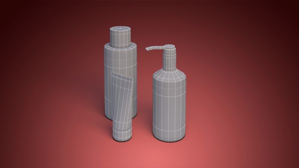 3d set bathroom shampoo model