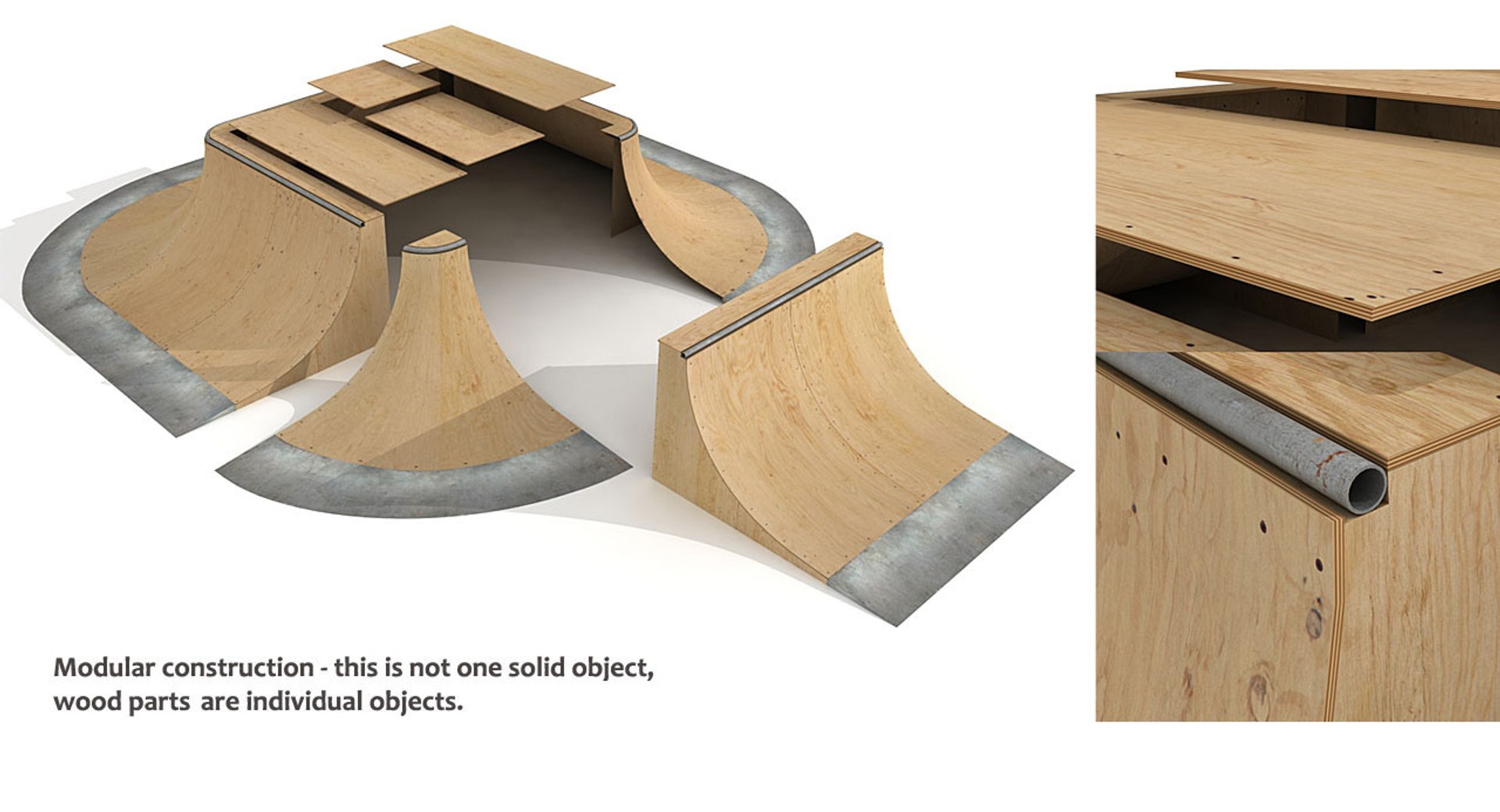 3d Skate Ramp Quarter Pipe