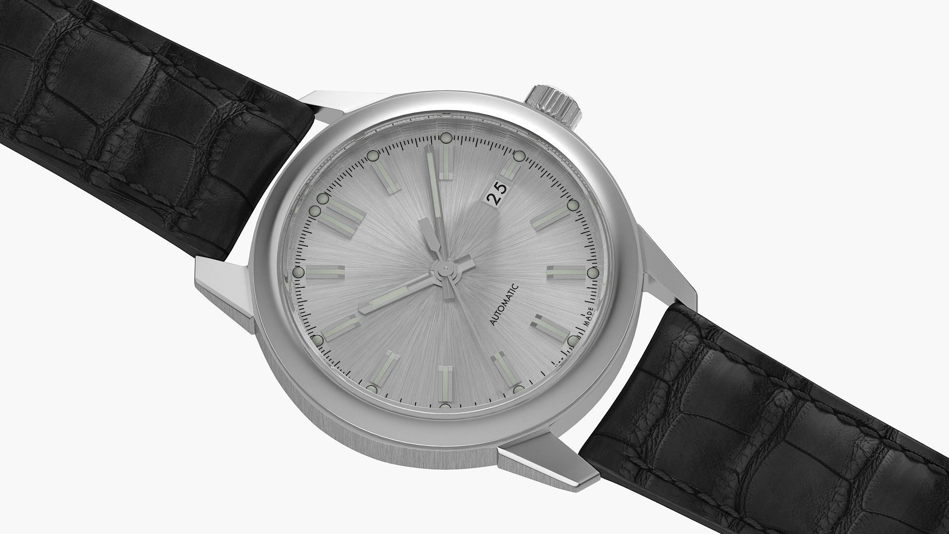 Automatic Watch Open leather Bracelet 3D model - TurboSquid 1863702