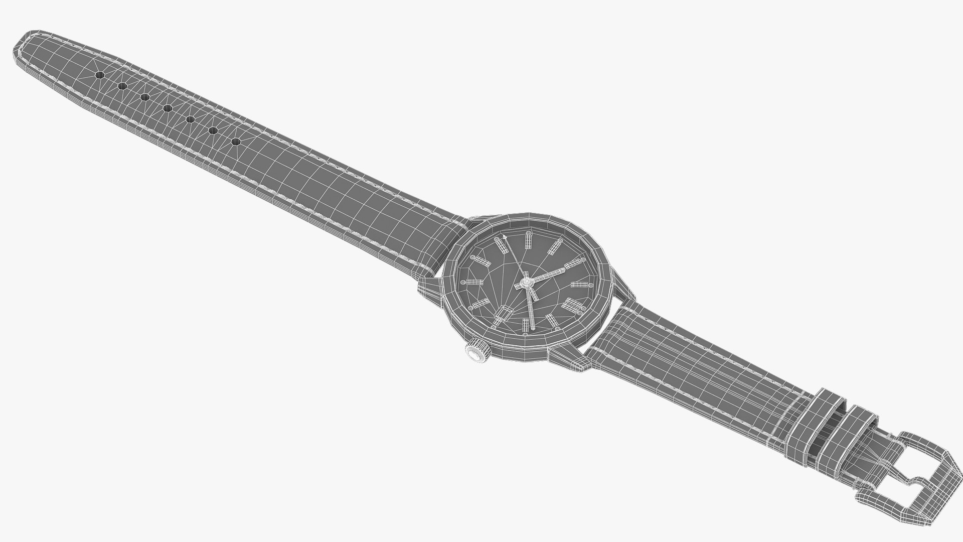 Automatic Watch Open leather Bracelet 3D model - TurboSquid 1863702