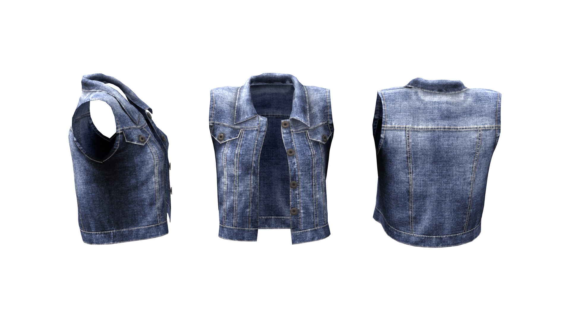 3D model Ladies Denim Vest - TurboSquid 1757913