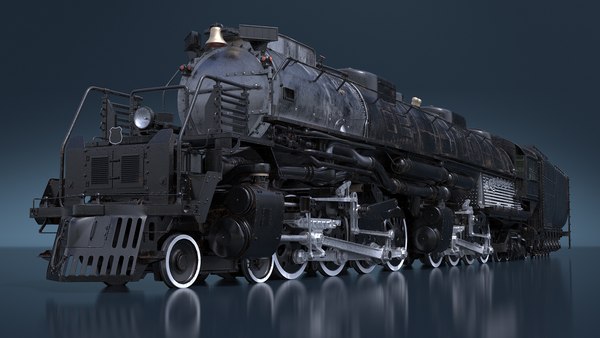 3D модель Винтажный локомотив с прицепным тендером, оснащенный для Cinema 4D - TurboSquid 2318993