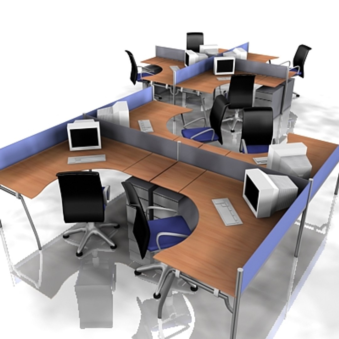 3d Model Office Workstation