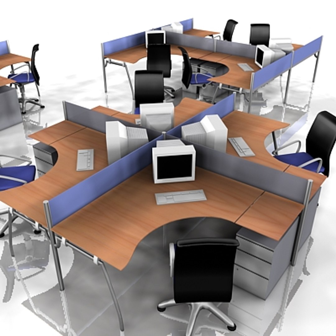 3d Model Office Workstation