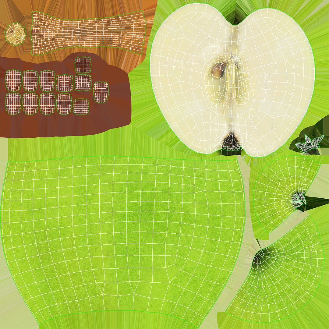 3D Prop 20 Green Apple Half - TurboSquid 2147004