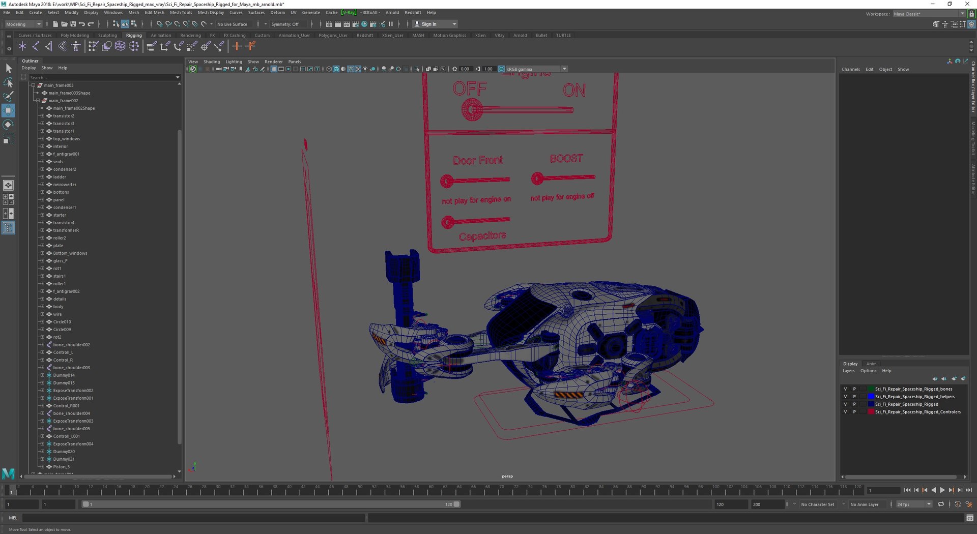 3D Sci Fi Repair Spaceship Rigged For Maya - TurboSquid 2392462