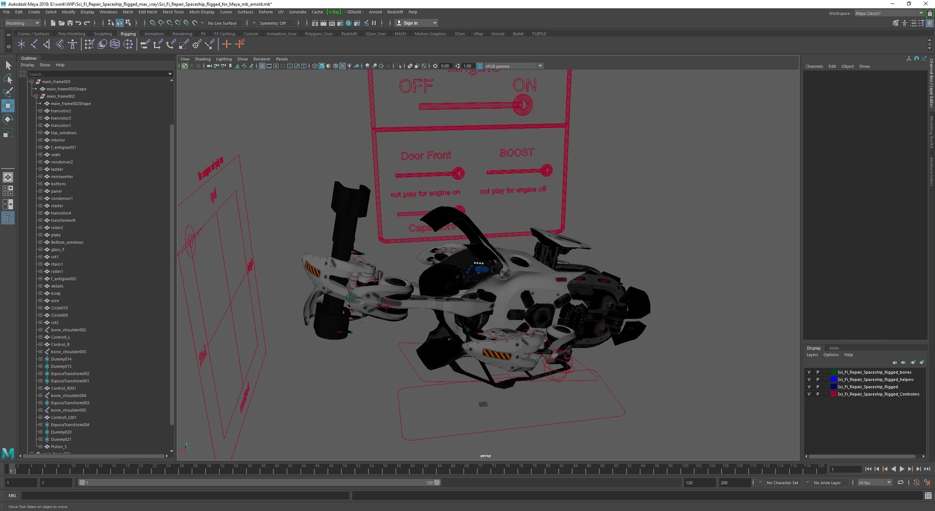 3D Sci Fi Repair Spaceship Rigged For Maya - TurboSquid 2392462