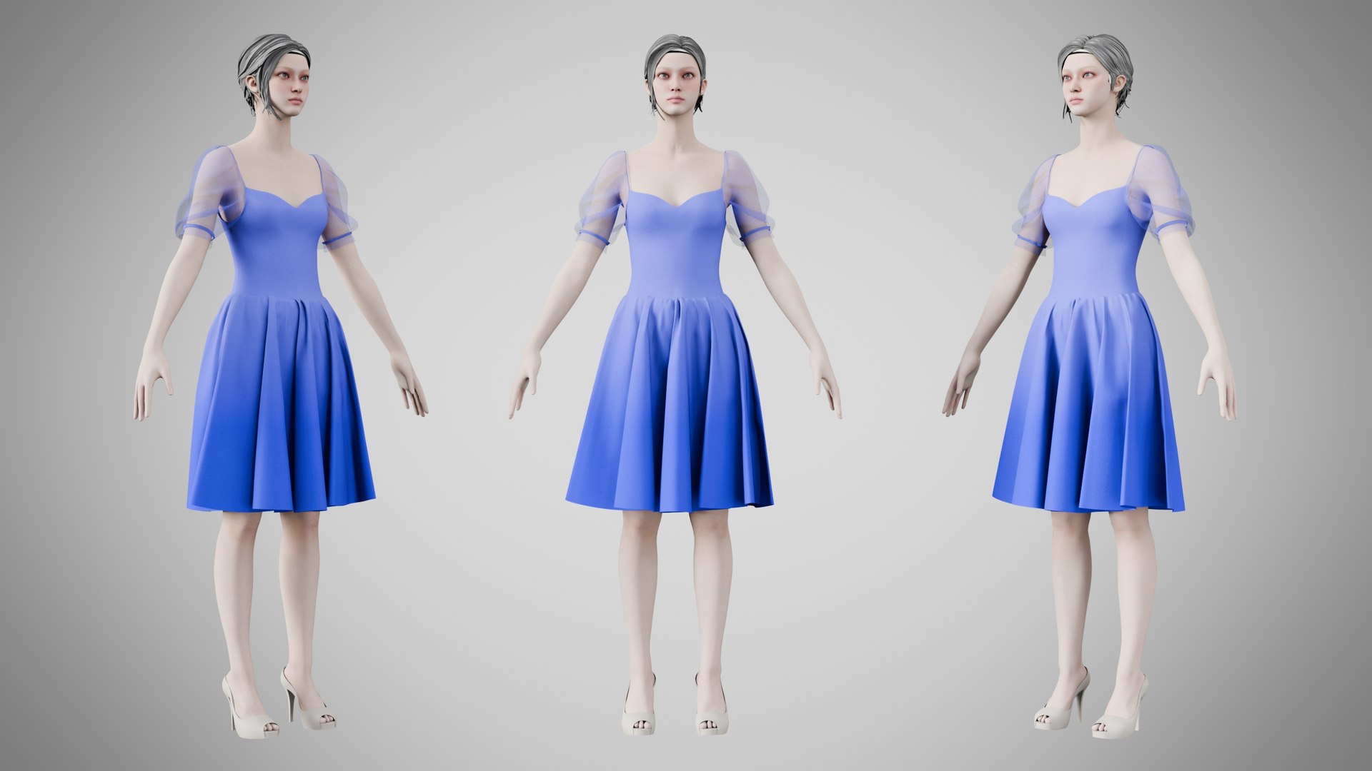 3D Dress 09 Very Light Blue - TurboSquid 2443133