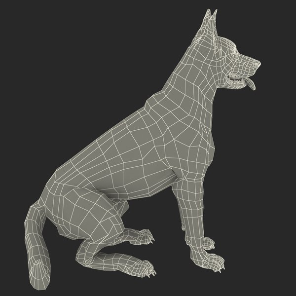 3d model of white shepherd dog pose