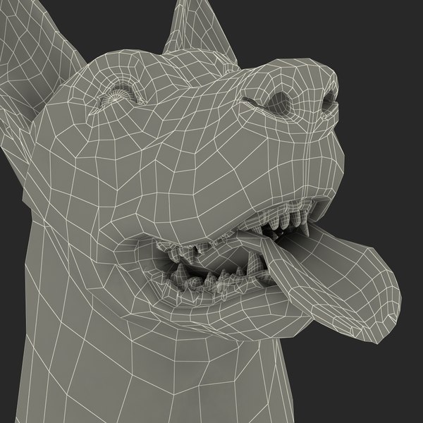 3d model of white shepherd dog pose