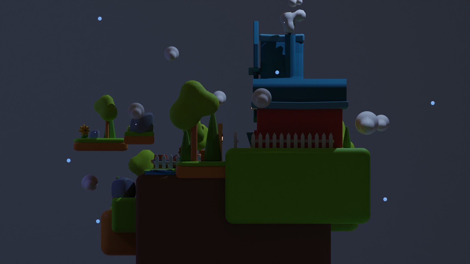 Stylized Land Platform Windmill Environment Game Ready Landscape Low ...