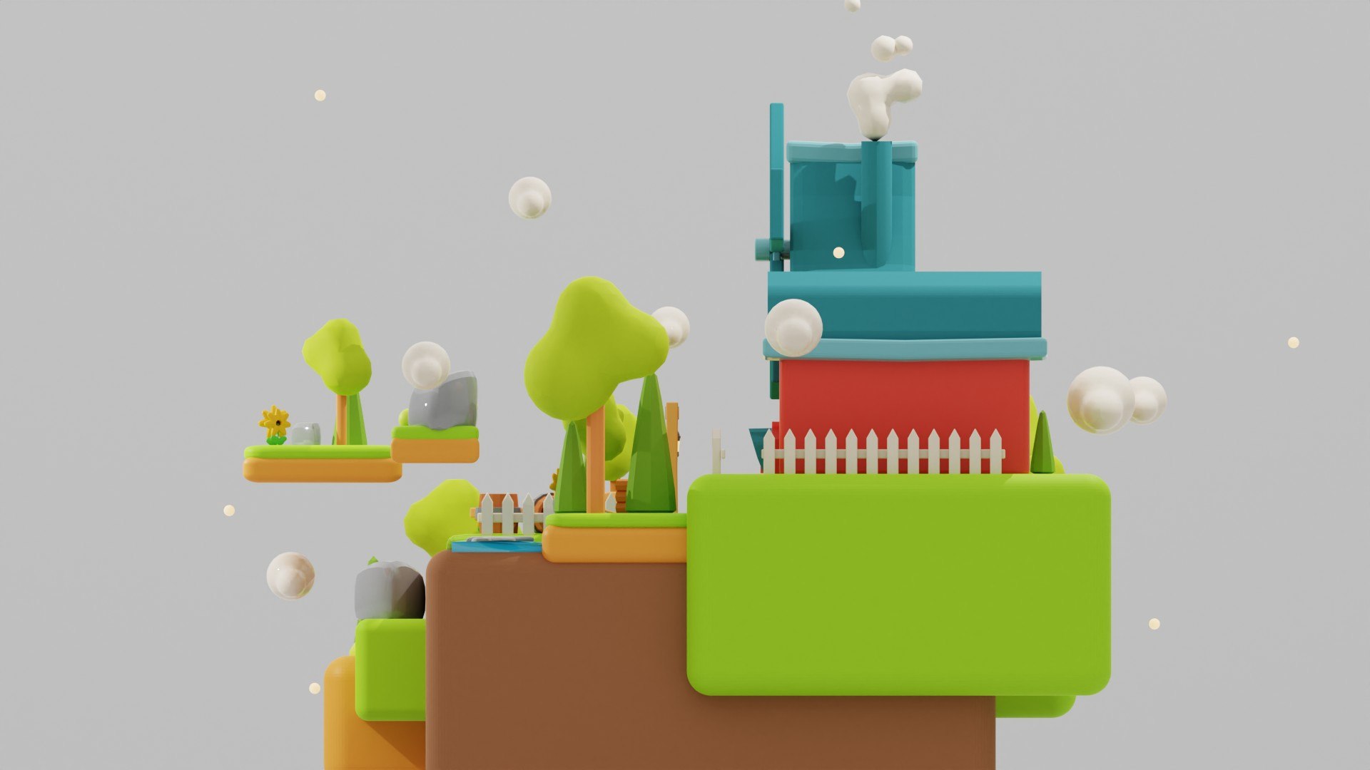 Stylized Land Platform Windmill Environment Game Ready Landscape Low ...