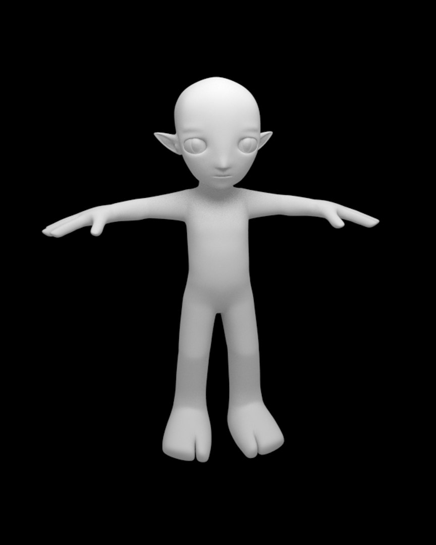 3d elf unrigged untextured model