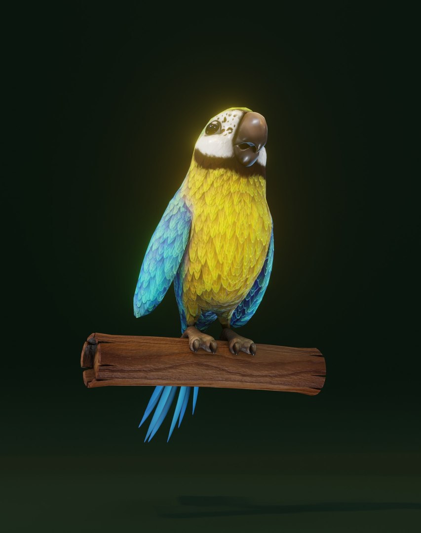 Cartoon Ara Parrot Yellow-Blue Animated 3D Model 3D Model - TurboSquid ...