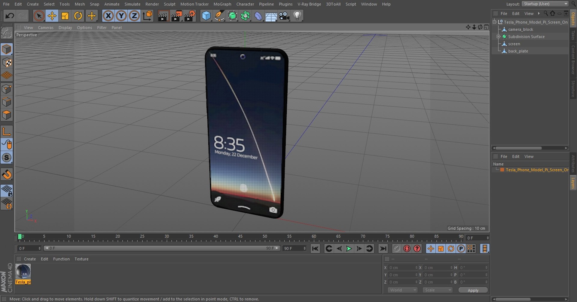 3D Model Tesla Phone Model Pi Screen On - TurboSquid 1961667