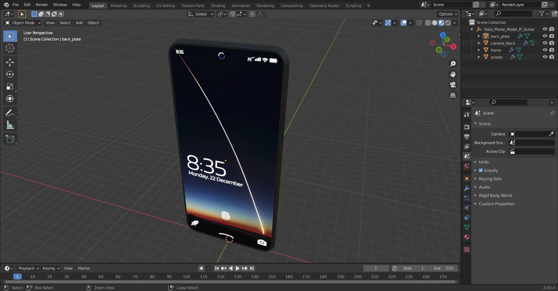 3D Model Tesla Phone Model Pi Screen On - TurboSquid 1961667