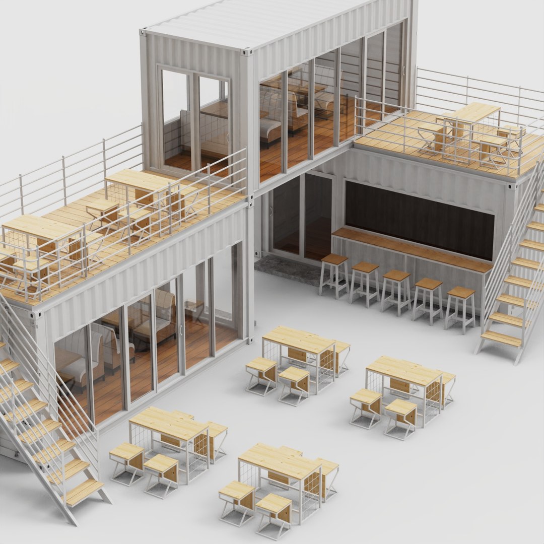 3D Shipping Container Cafe - TurboSquid 2209715