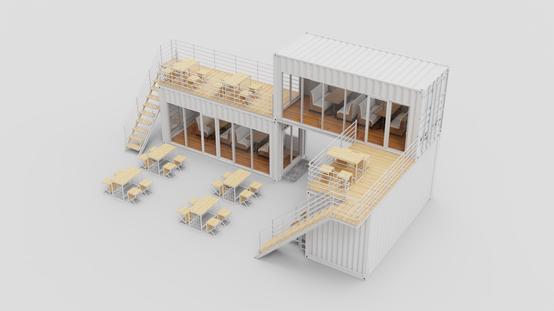 3D Shipping Container Cafe - TurboSquid 2209715