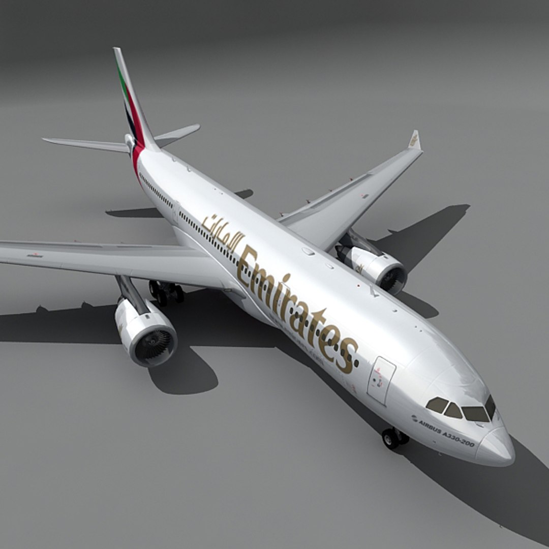Airbus A330-200 Plane Emirates 3d Model