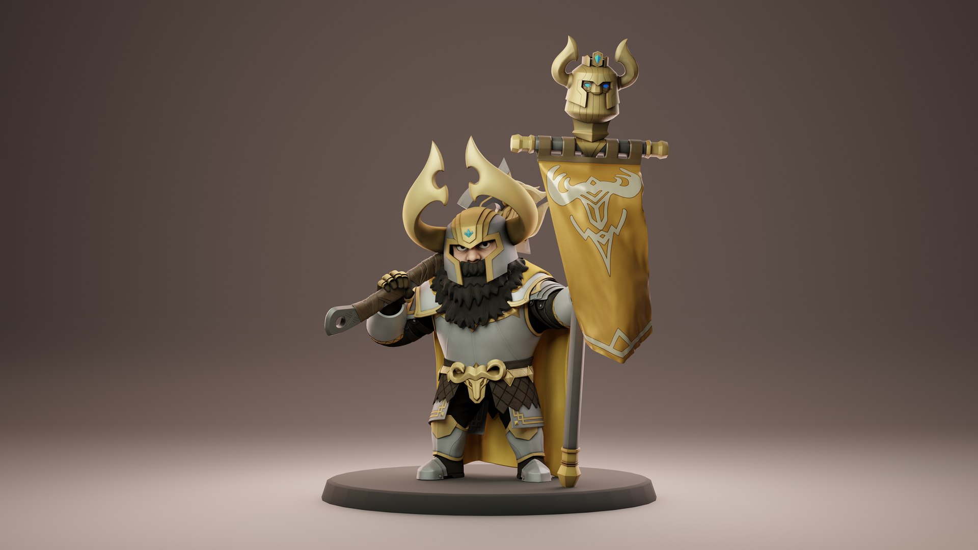 Golden Horn Dwarf 3D Model - TurboSquid 2047399