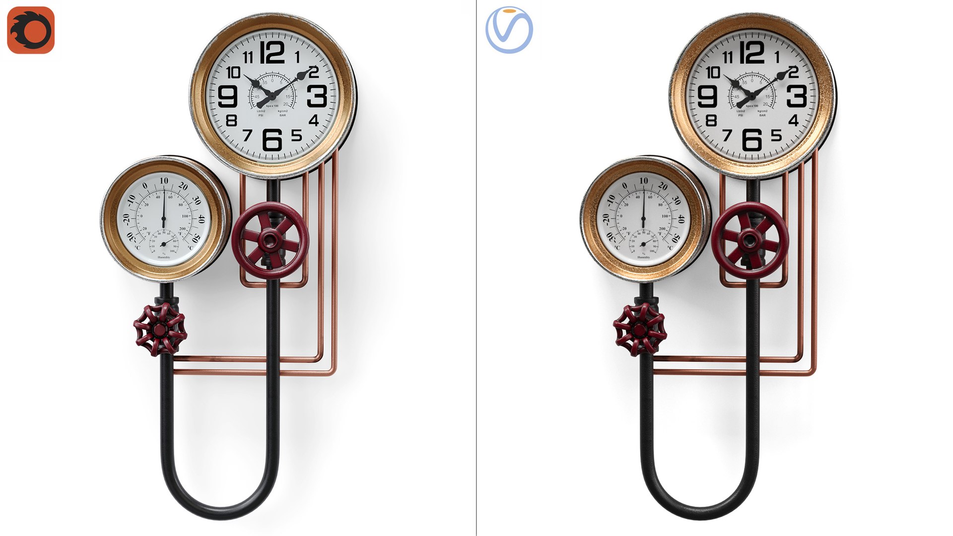 Industrial Pipe Wall Clock 3D Model - TurboSquid 2070268