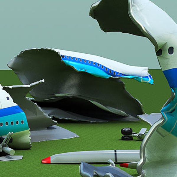 crashed plane 3d model
