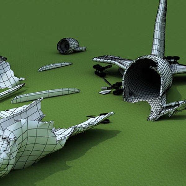 crashed plane 3d model