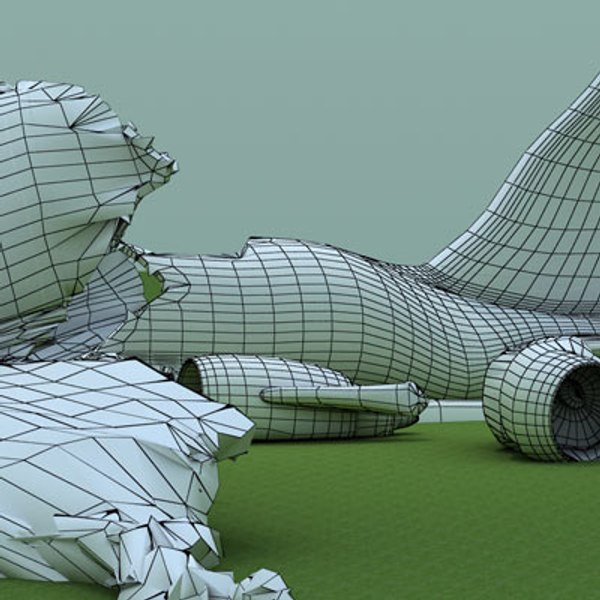 crashed plane 3d model
