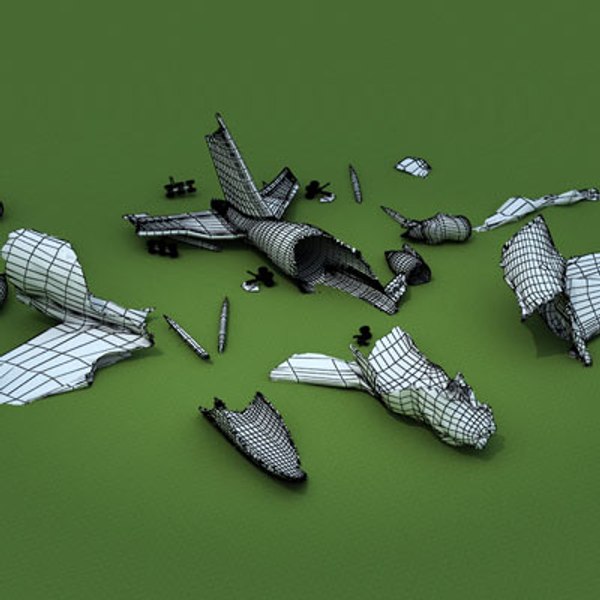 crashed plane 3d model