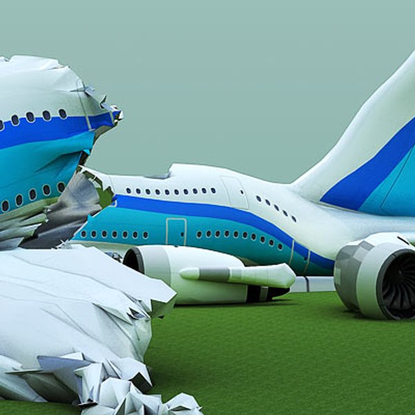 crashed plane 3d model