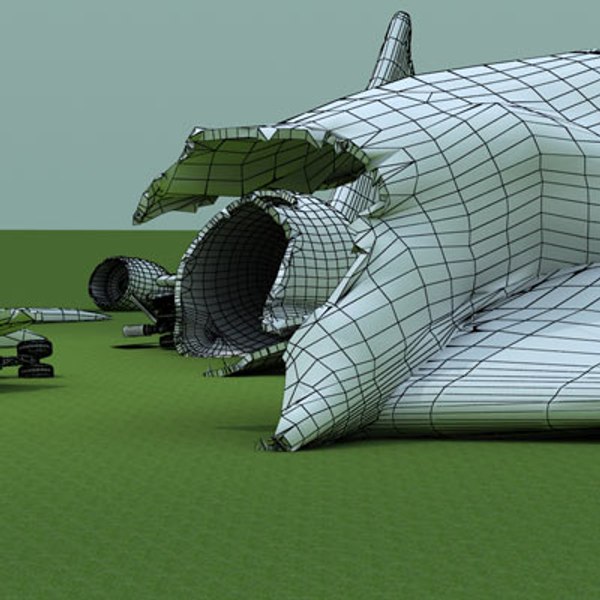 crashed plane 3d model