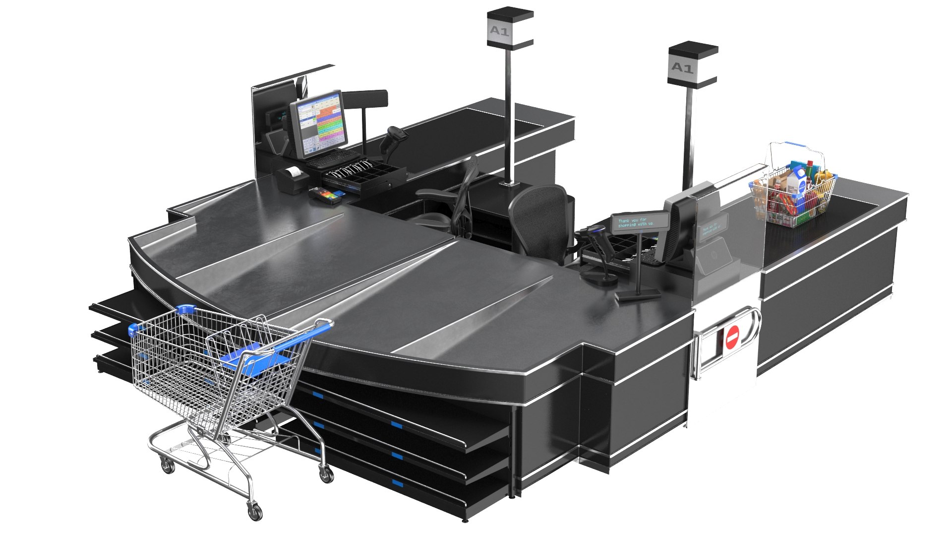 Full Checkout Counter Collection 3D model - TurboSquid 2038855