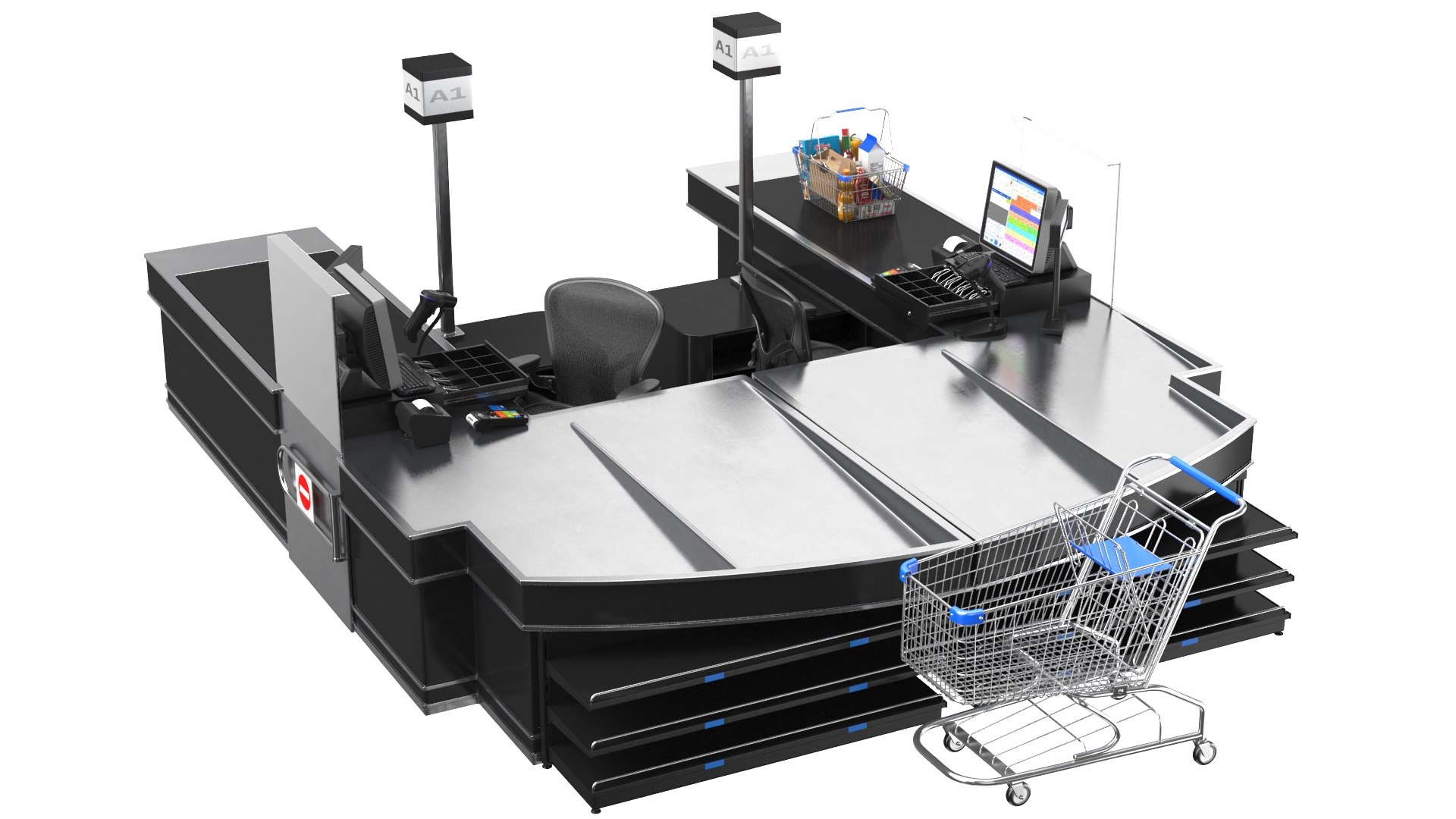 Full Checkout Counter Collection 3D model - TurboSquid 2038855