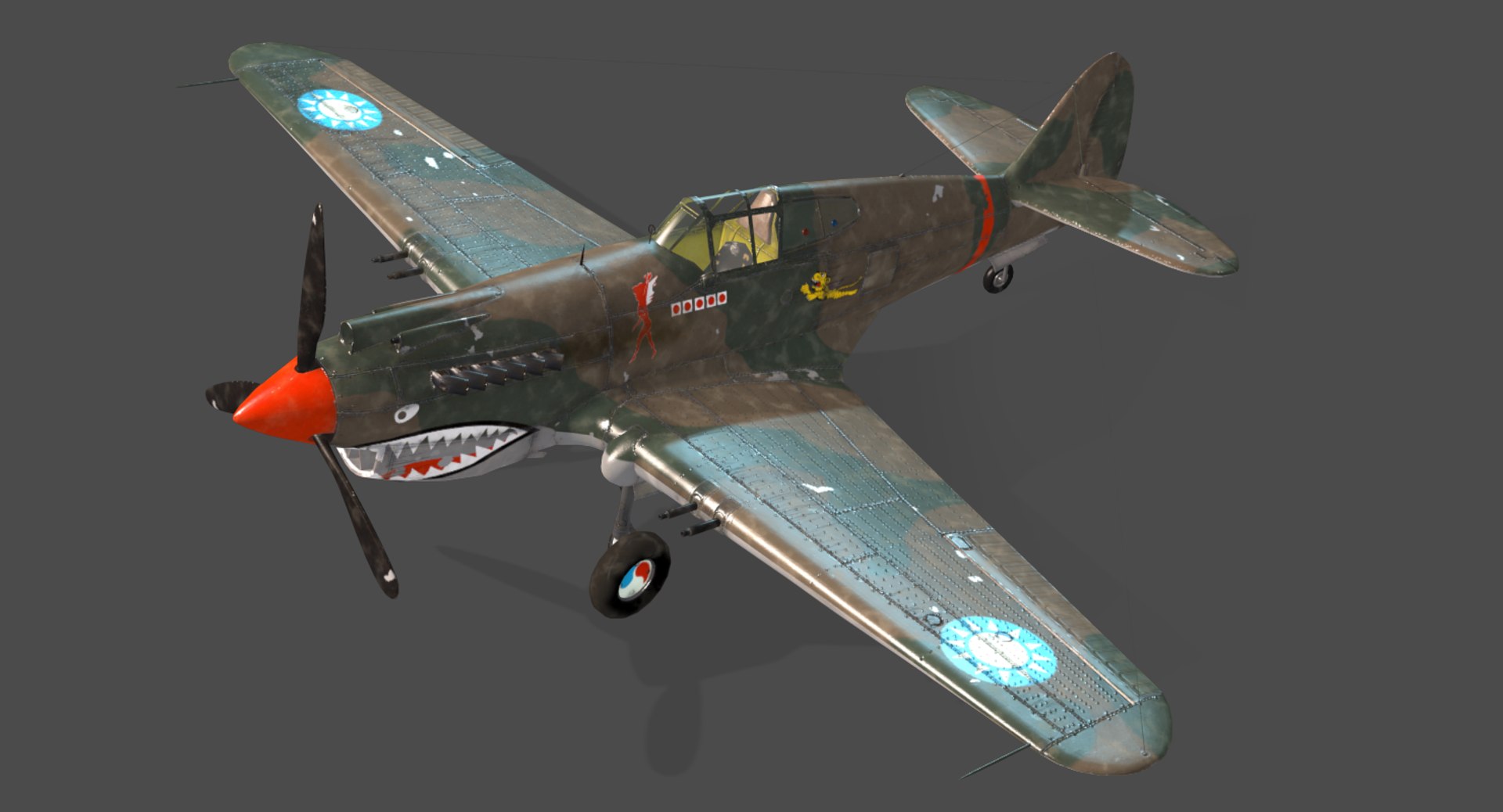 3d Model American P-40b Real-time