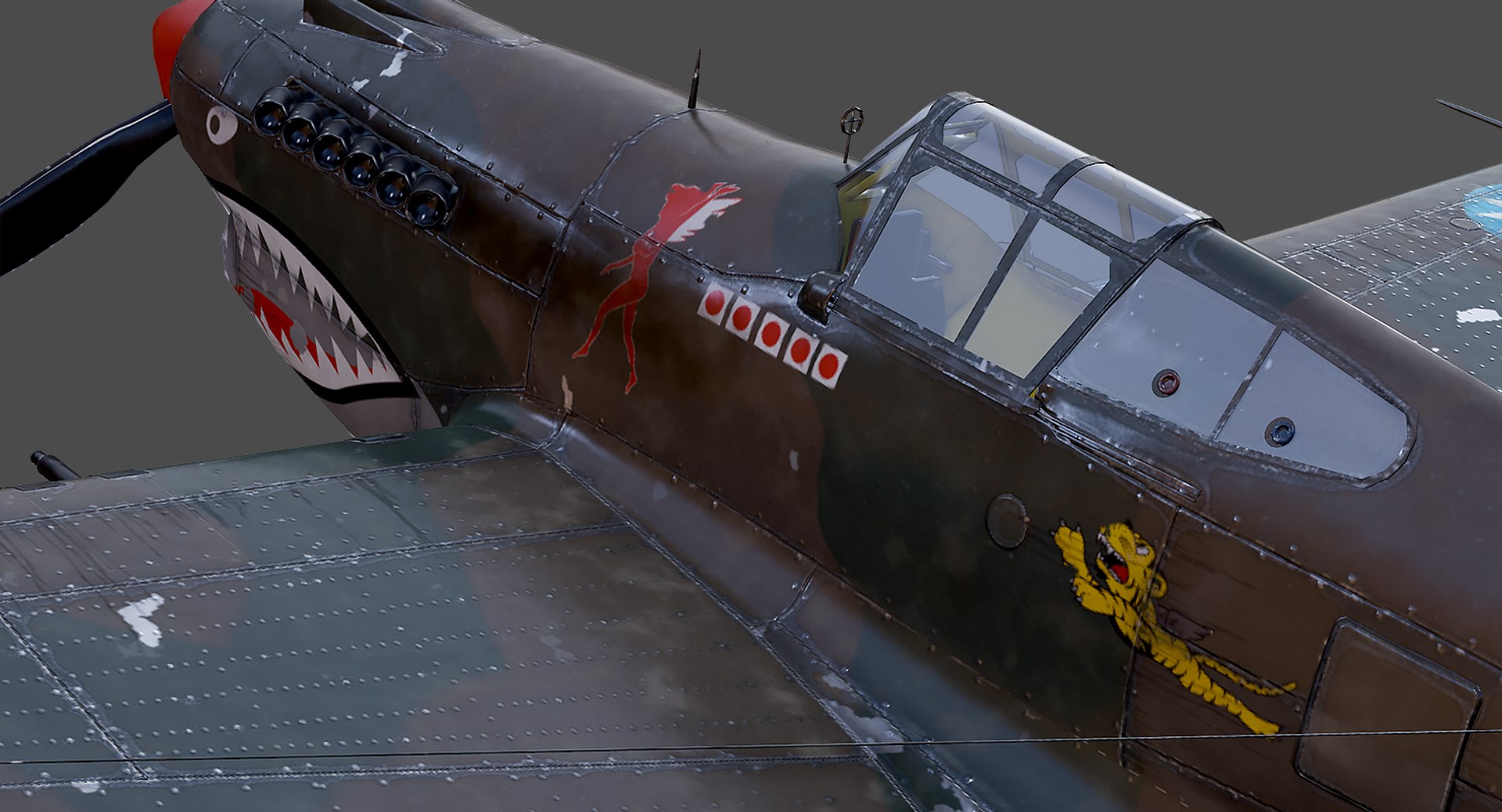 3d Model American P-40b Real-time