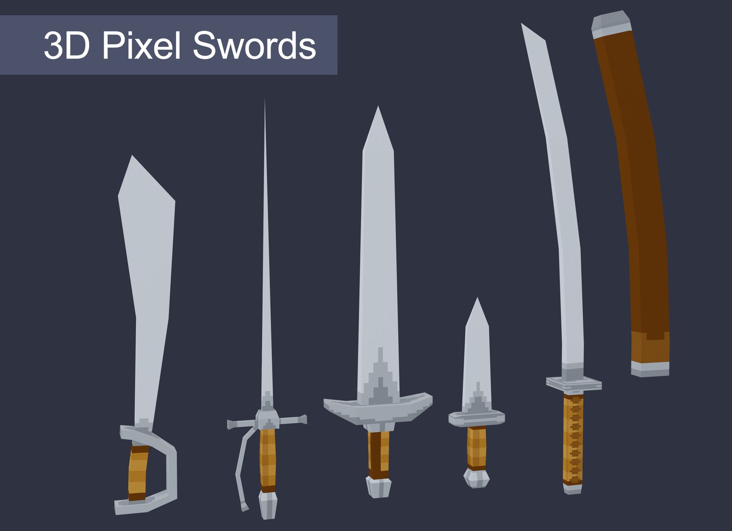 3D Model 3D Pixel Swords - TurboSquid 2103211