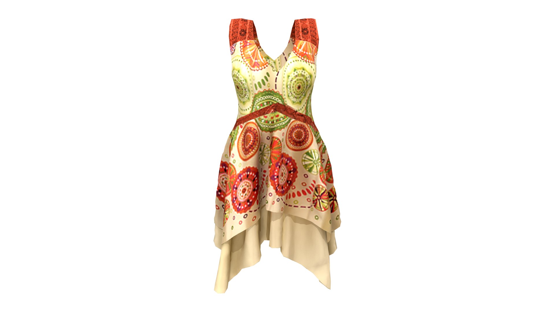 Boho Style Dress V1 3D Model - TurboSquid 1860897