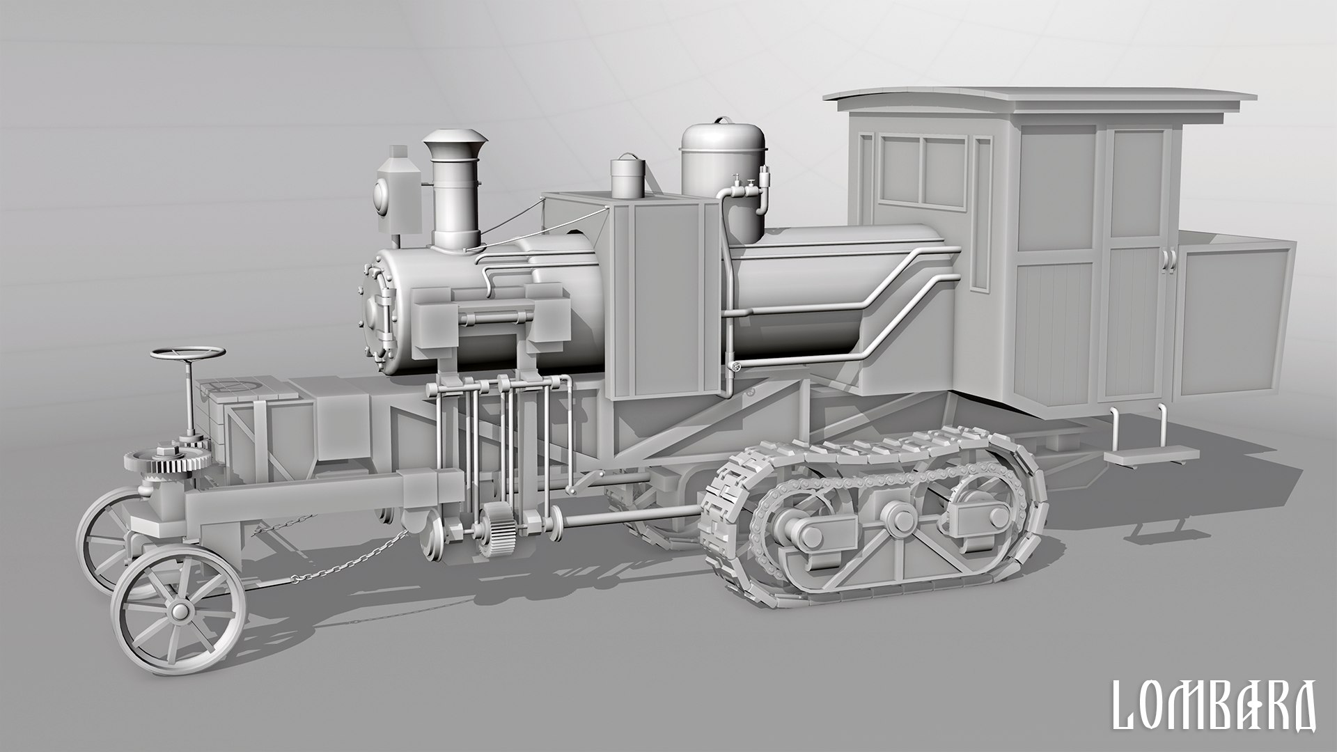 3D Tracked Steam Locomotive Lombard - TurboSquid 1925088