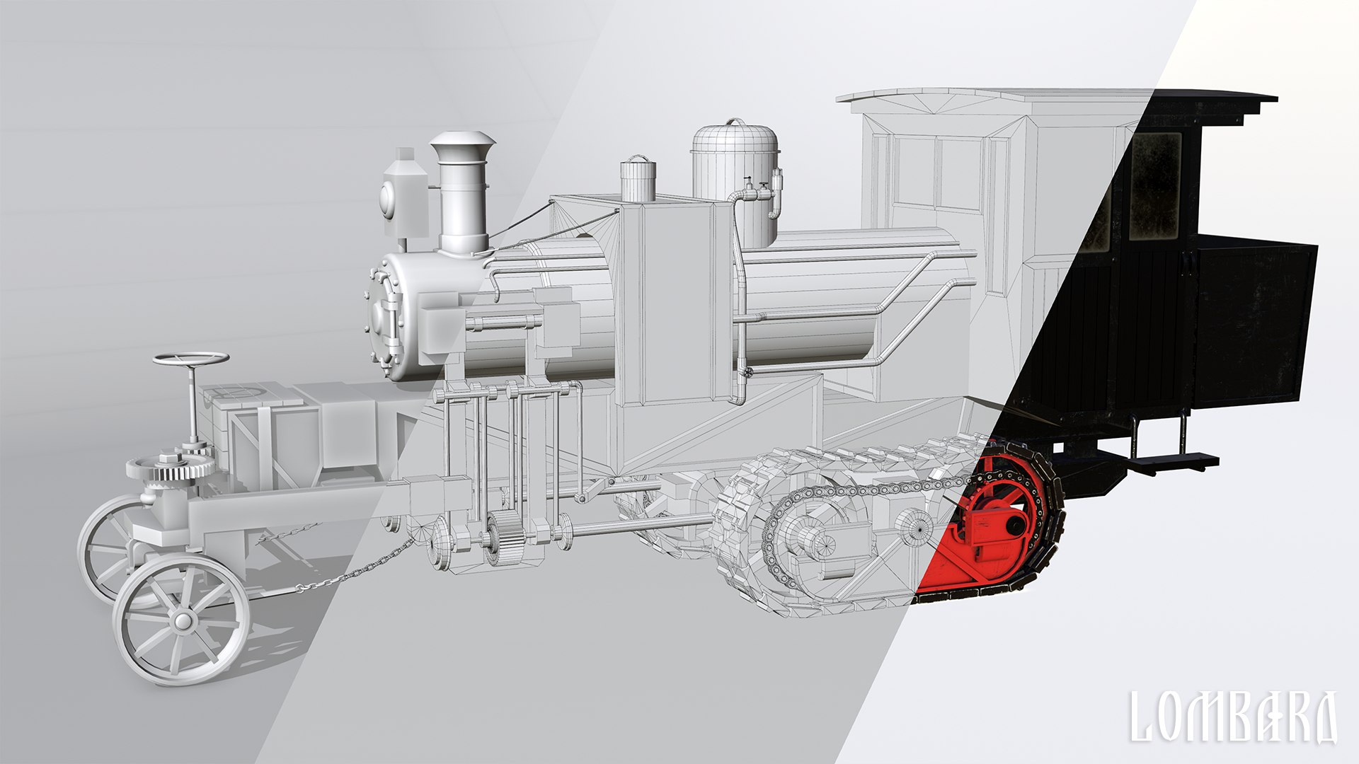 3D Tracked Steam Locomotive Lombard - TurboSquid 1925088