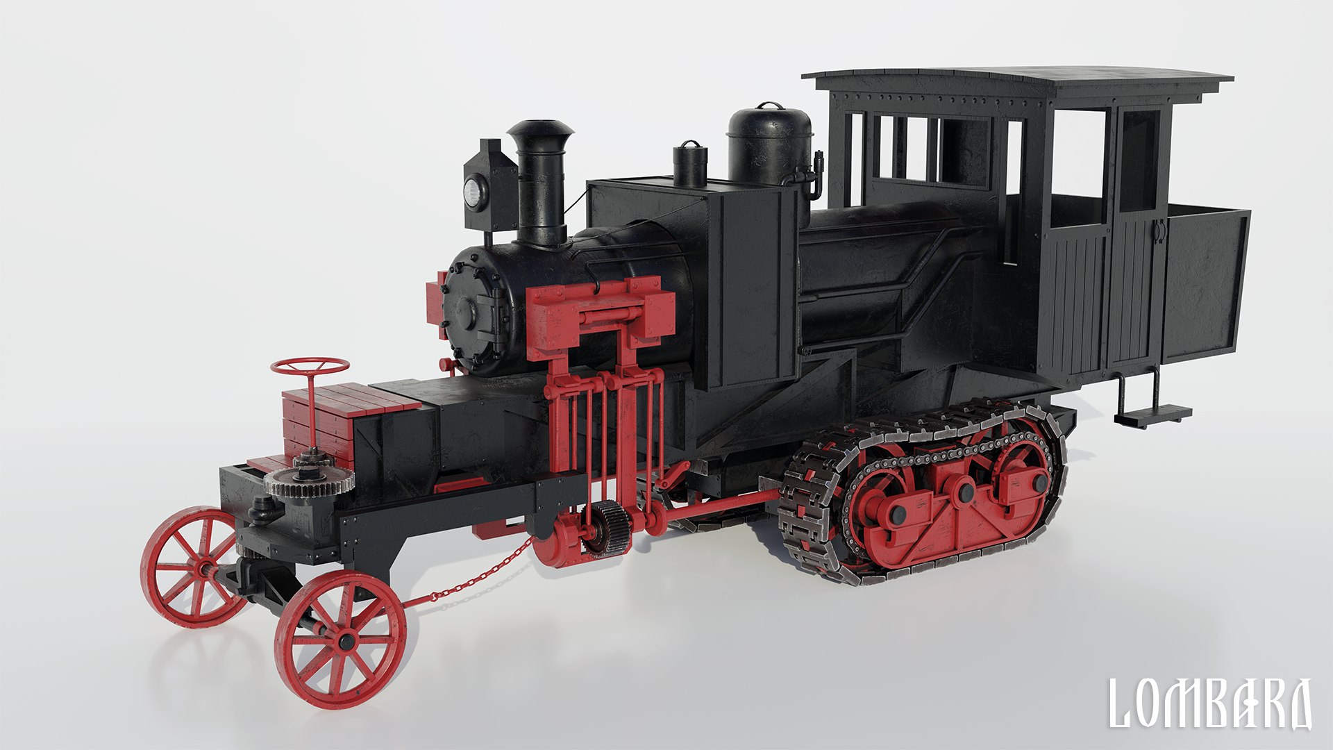 3D Tracked Steam Locomotive Lombard - TurboSquid 1925088