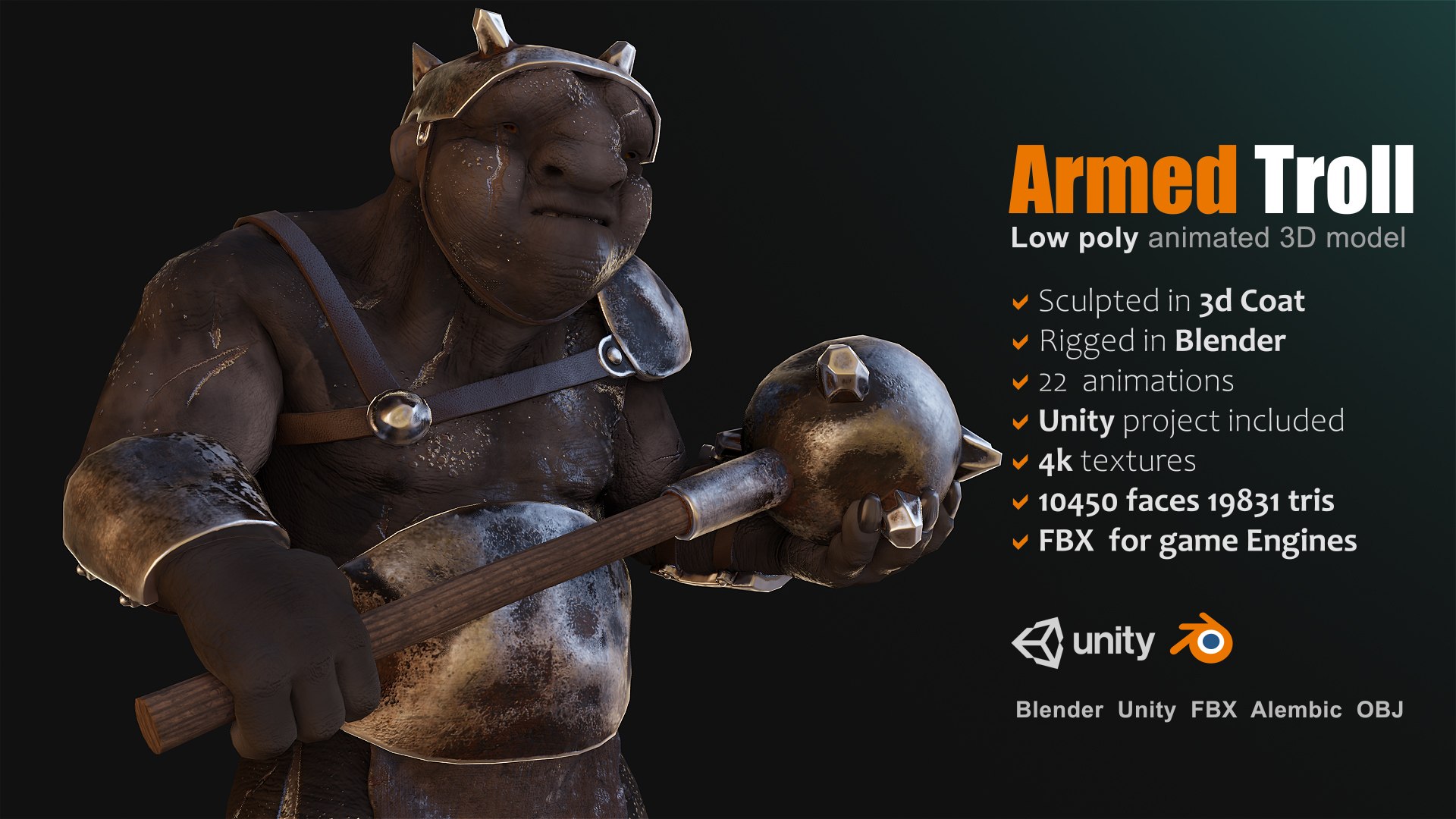 Armed Troll 3D model - TurboSquid 1732187