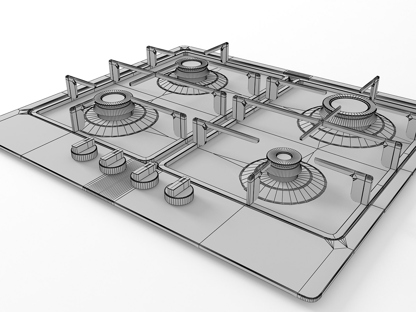 3D Kitchen Cooktop Model - TurboSquid 1295259