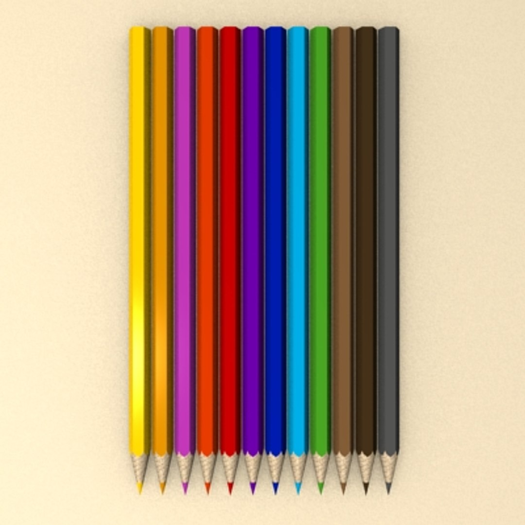 3d pencil colors model