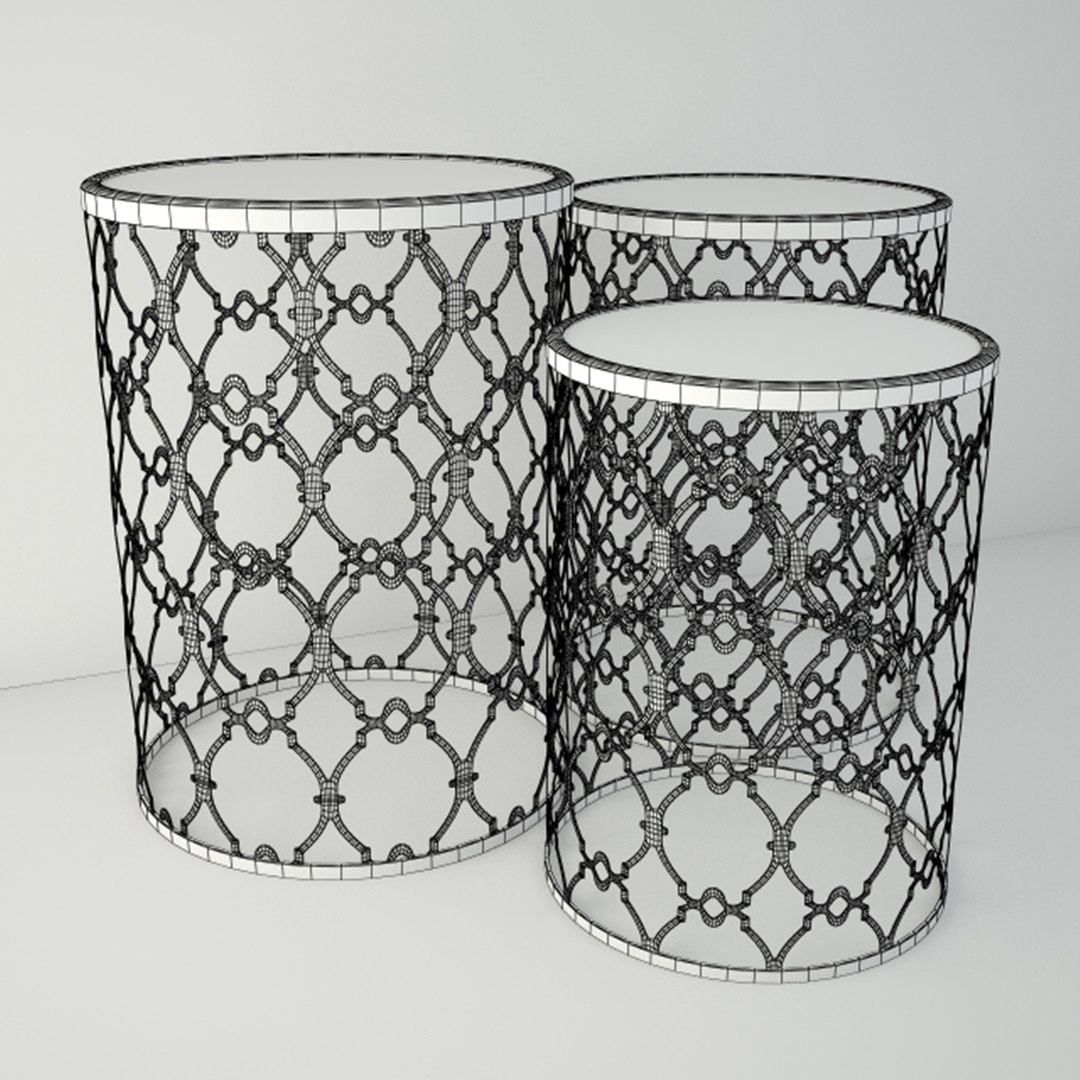 Metal accent table set 3D model - TurboSquid 1200682