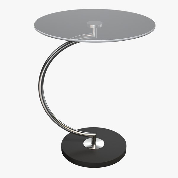 3D Contemporary Occasional C-shaped side Table in Steel Glass ...