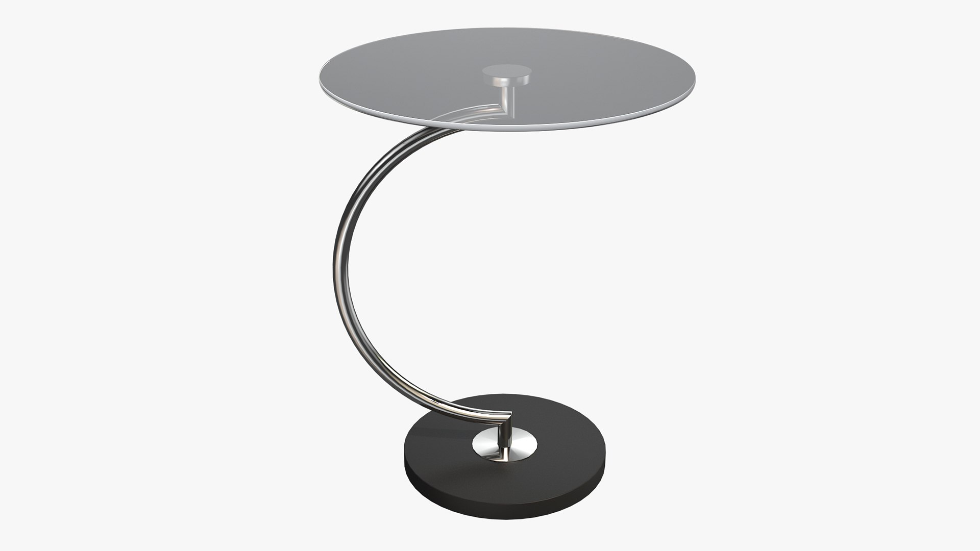 3D Contemporary Occasional C-shaped side Table in Steel Glass ...