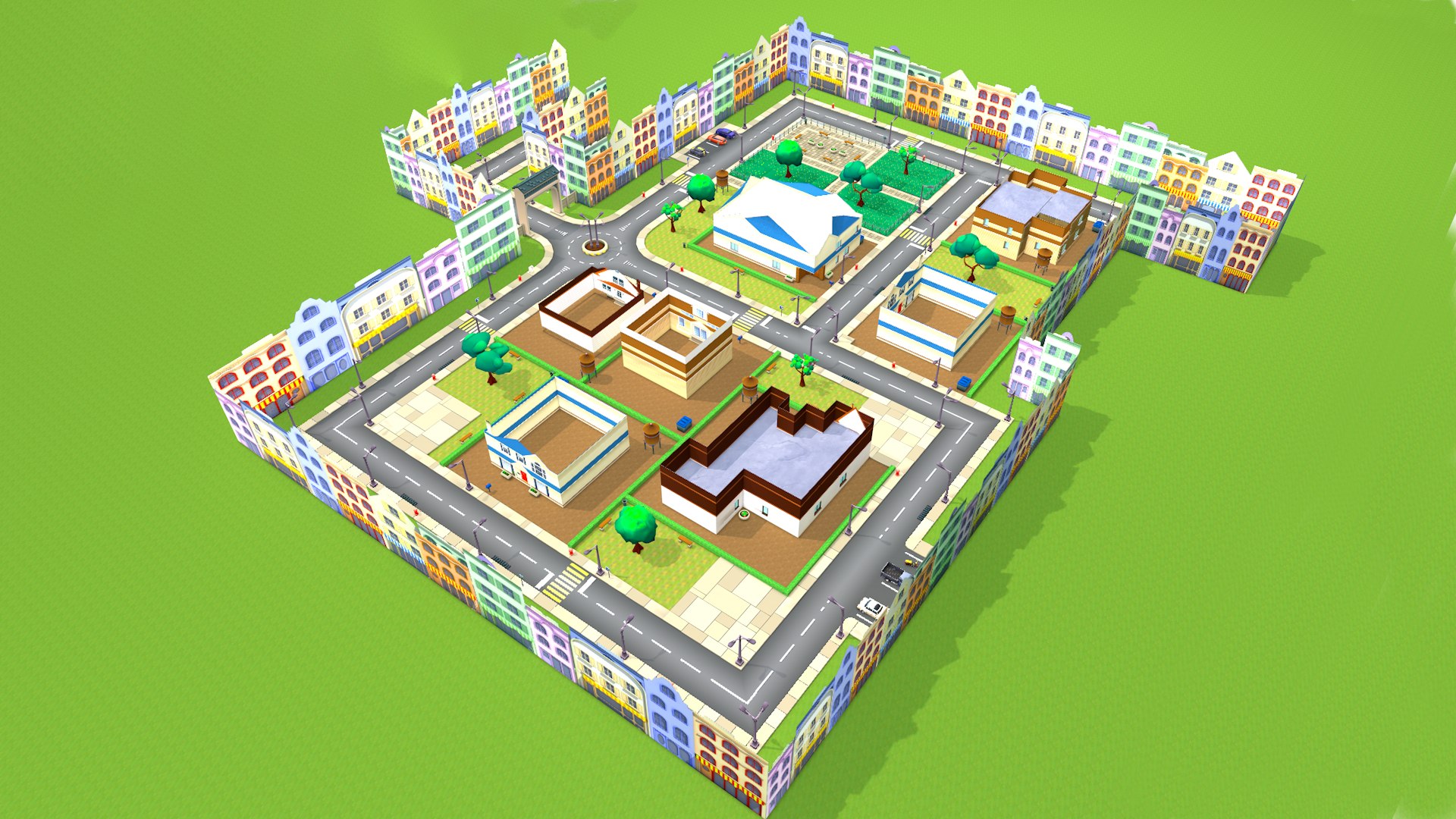 3D Low Poly Mini City Environment 3D Model - TurboSquid 1743748